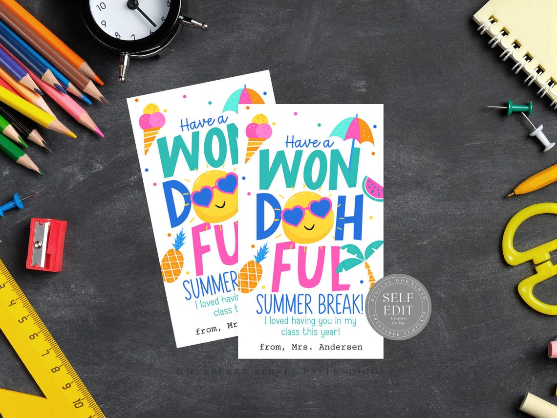 Summer Break Gift Tag Instant Download End of School Year Summer ...