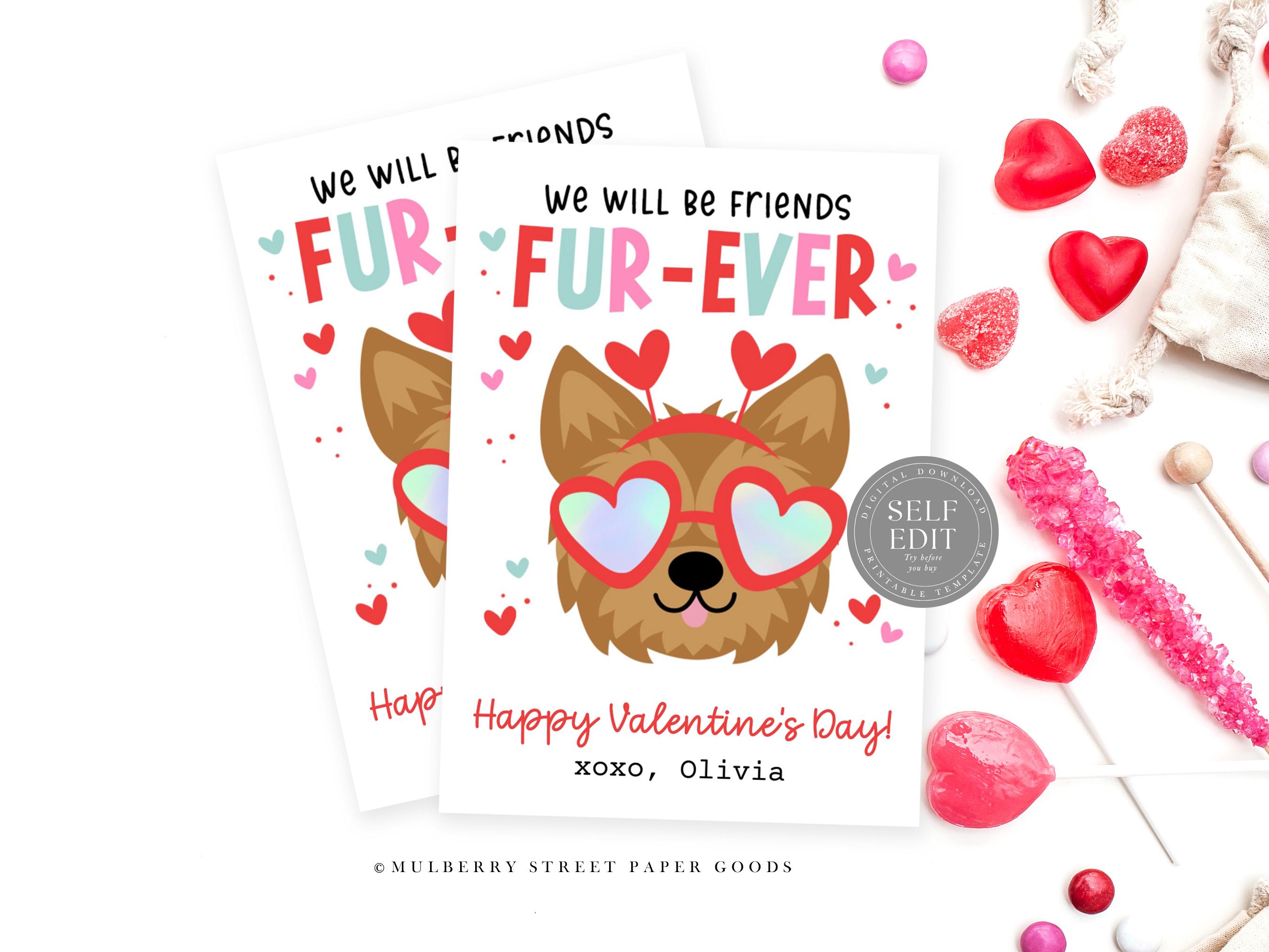 Cute Dog Valentine's Day Card Printable Canva Template Digital Download ...