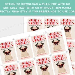 Printable Pugs and Kisses Valentine's Day Cards Cute Kids Classroom Pug ...
