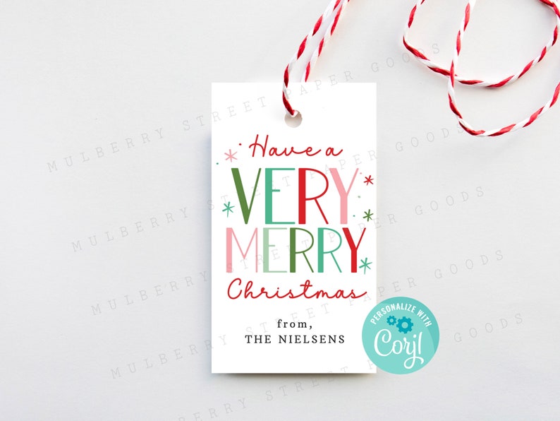 Printable Have a Very Merry Christmas Gift Tag Modern Bright - Etsy