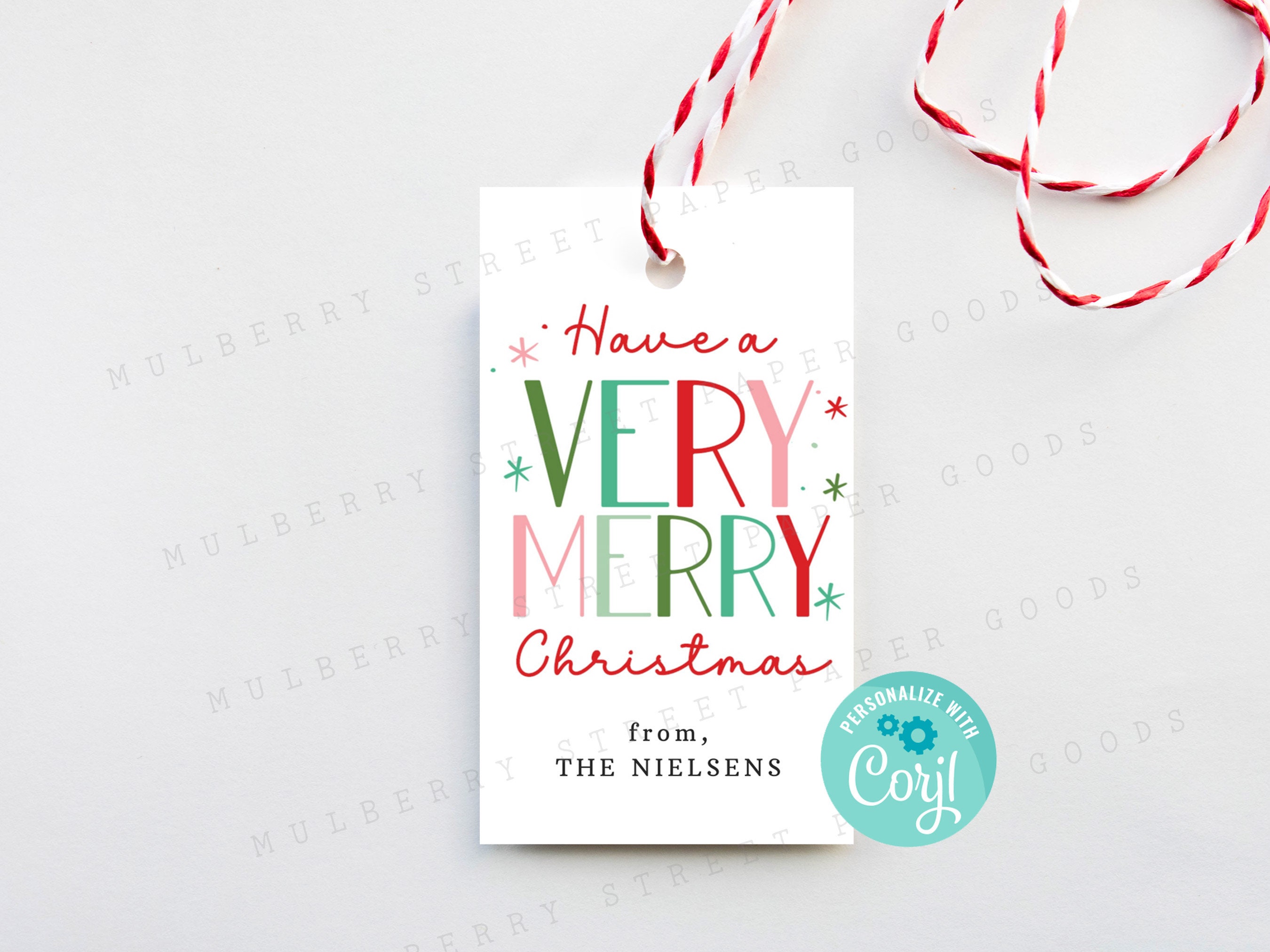 Printable Have a Very Merry Christmas Gift Tag, Modern Bright Xmas ...
