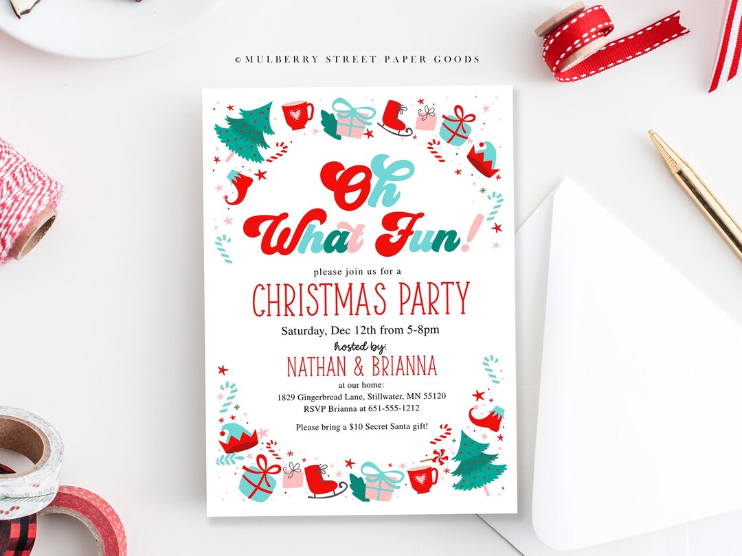 Editable Christmas Party Invitation Printable Digital Oh What Fun ...