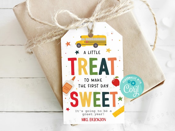 Printable A Little Treat to Make the First Day Sweet Tag Back - Etsy