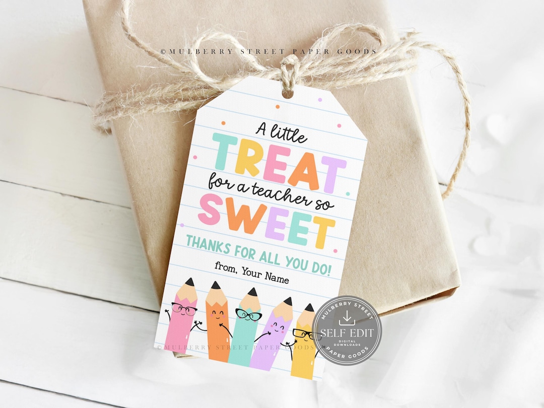 Teacher Appreciation Gift Tag Printable Digital Download Sweet Treat ...