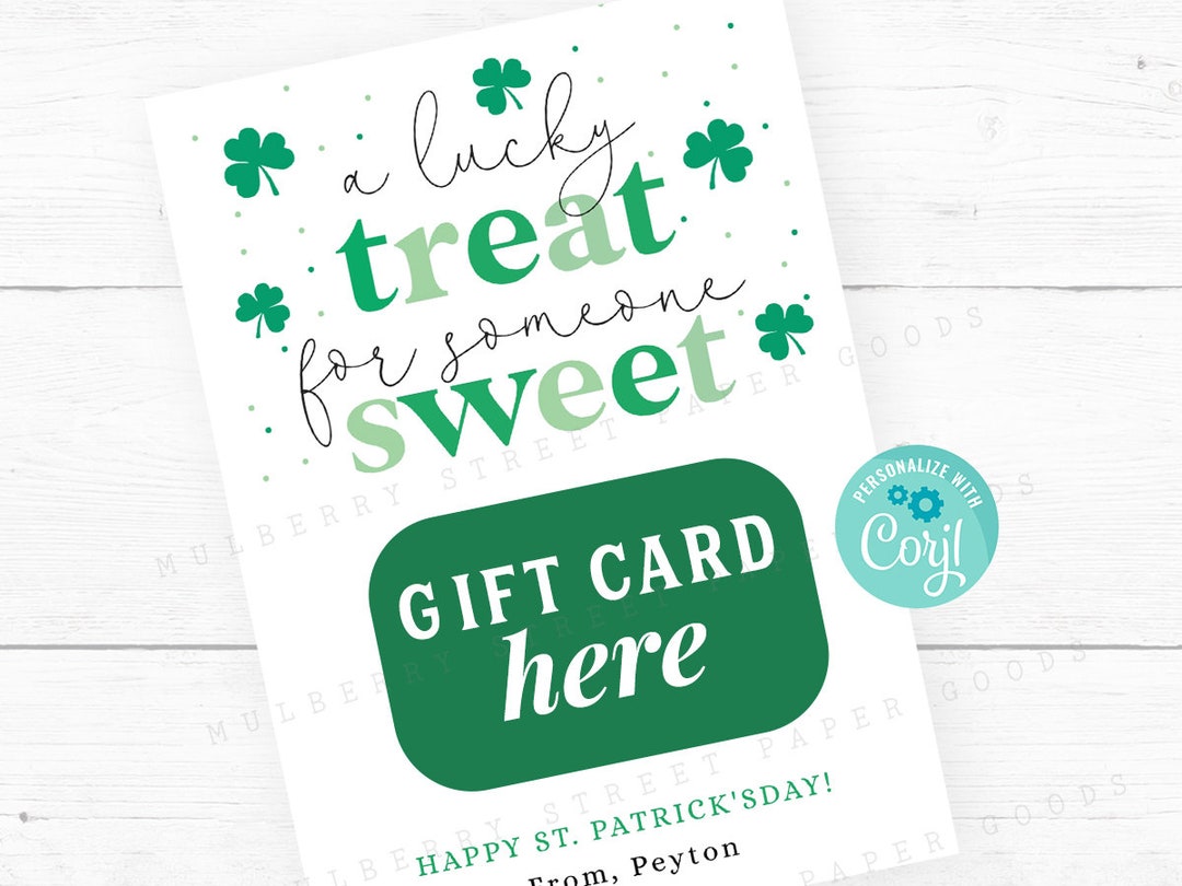 Lucky Treat for Someone Sweet Printable Gift Card Holder, Instant ...