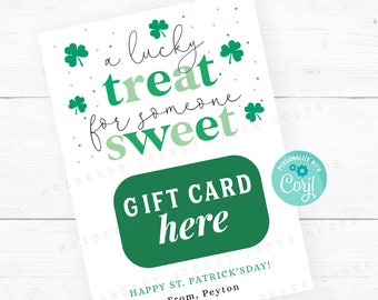 Lucky Treat for Someone Sweet Printable Gift Card Holder, Instant ...