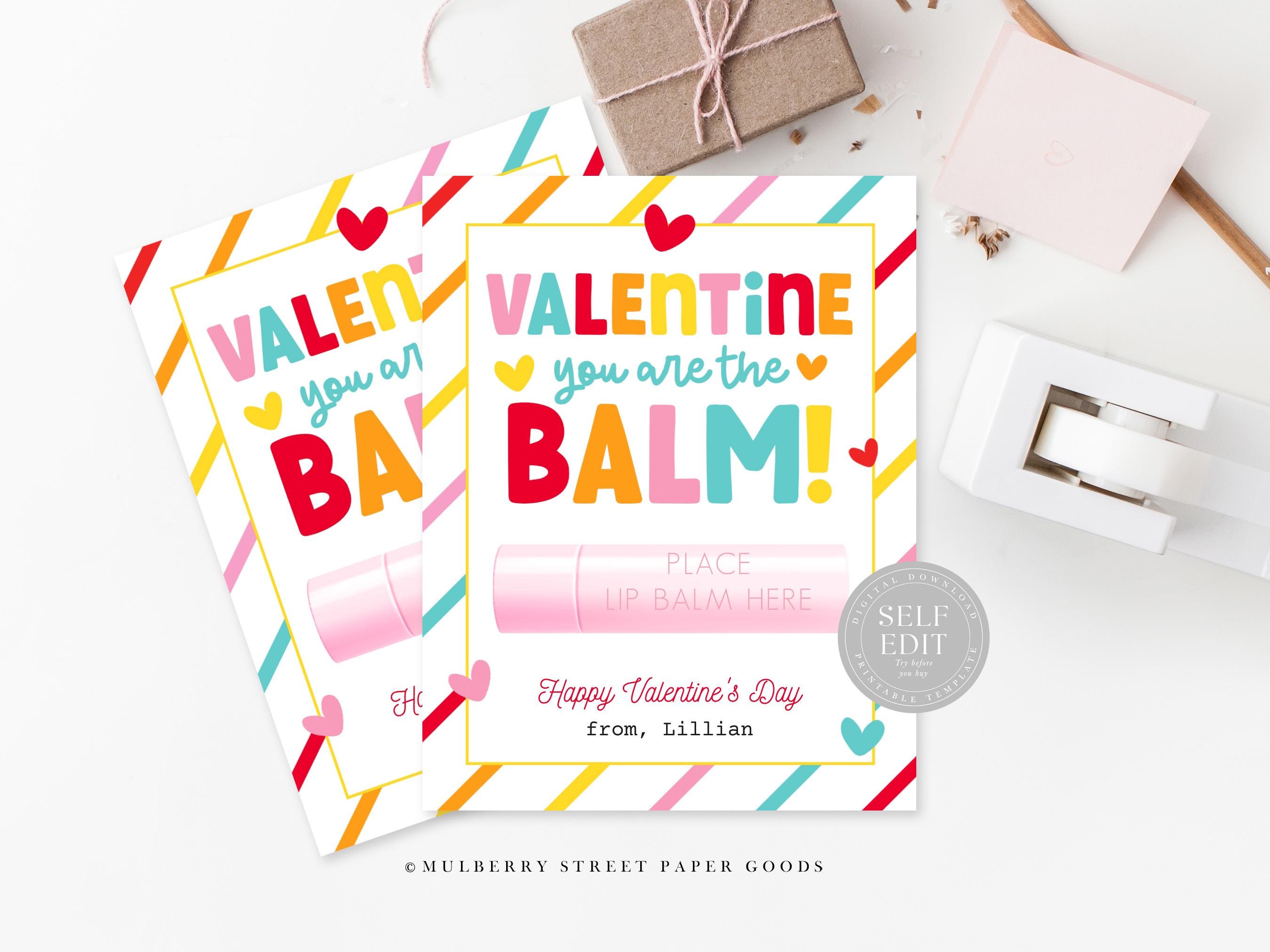 Lip Balm Valentine's Day Card Printable Kids Classroom Chapstick ...