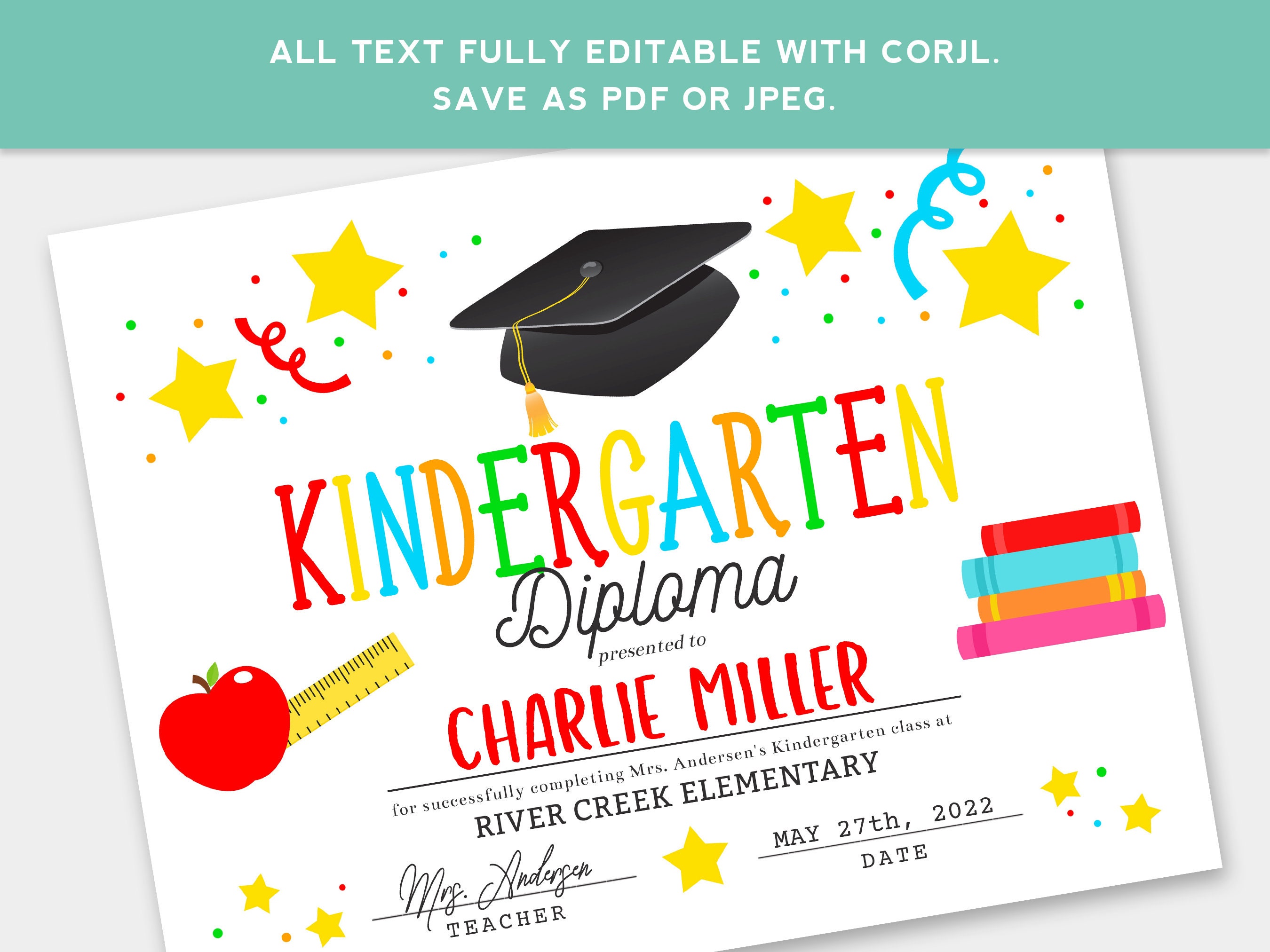 Printable Kindergarten Diploma Editable School Diploma - Etsy
