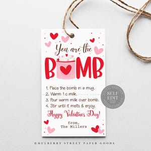 Printable Hot Cocoa Bomb Valentine Gift Tag Teacher Client Classroom ...