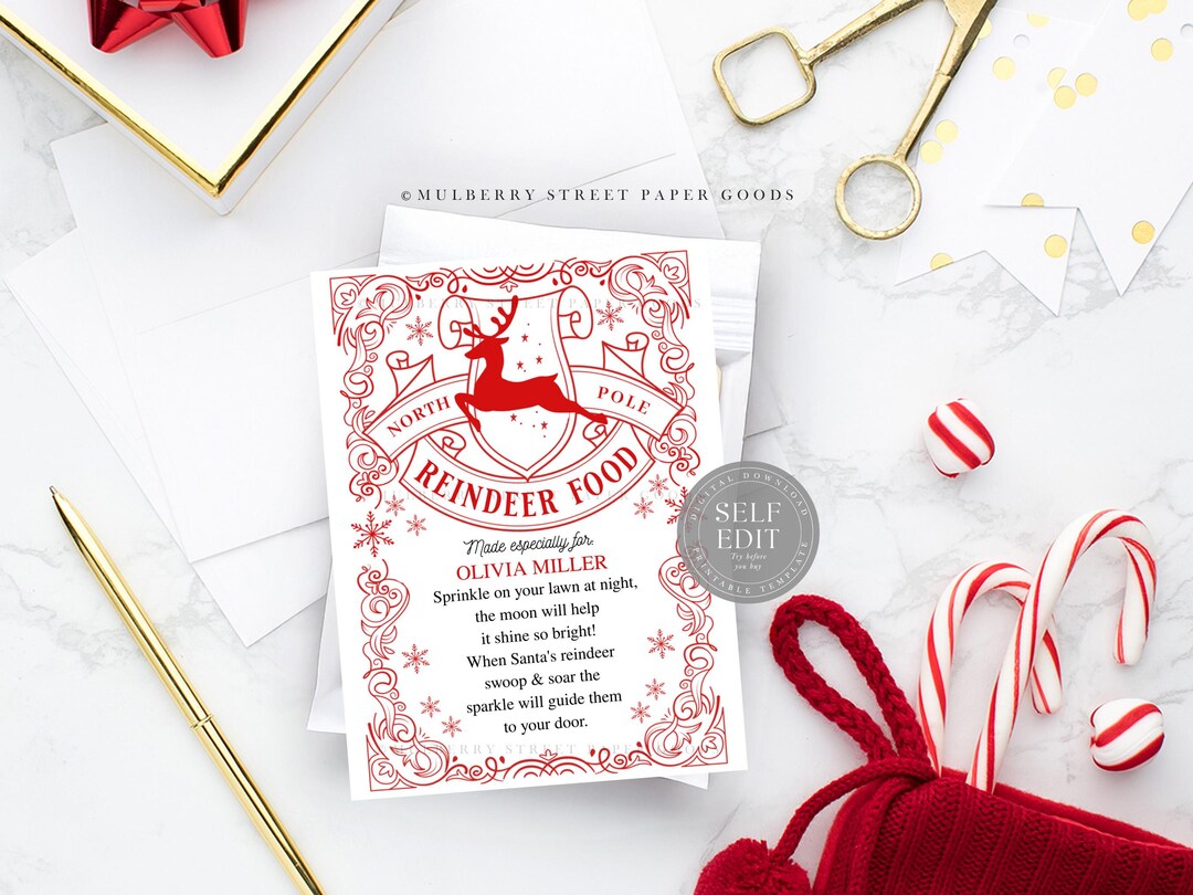 Editable Reindeer Food Printable Digital Download Canva Template ...
