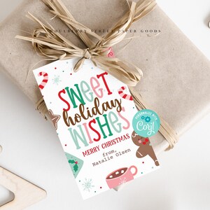 Sweet Holiday Wishes Gift Tag Printable Christmas Cookies Hot Cocoa ...
