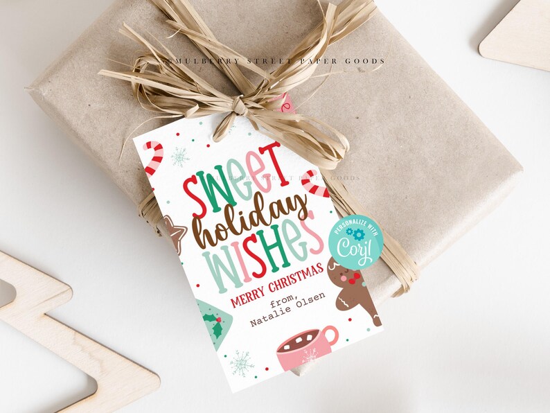 Sweet Holiday Wishes Gift Tag Printable Christmas Cookies Hot Cocoa ...