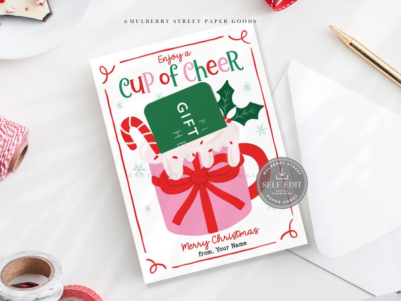 Christmas Coffee Gift Card Holder Printable Digital Download Canva ...
