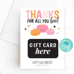 Printable Thanks for All You Boo Gift Card Holder, Happy Halloween ...