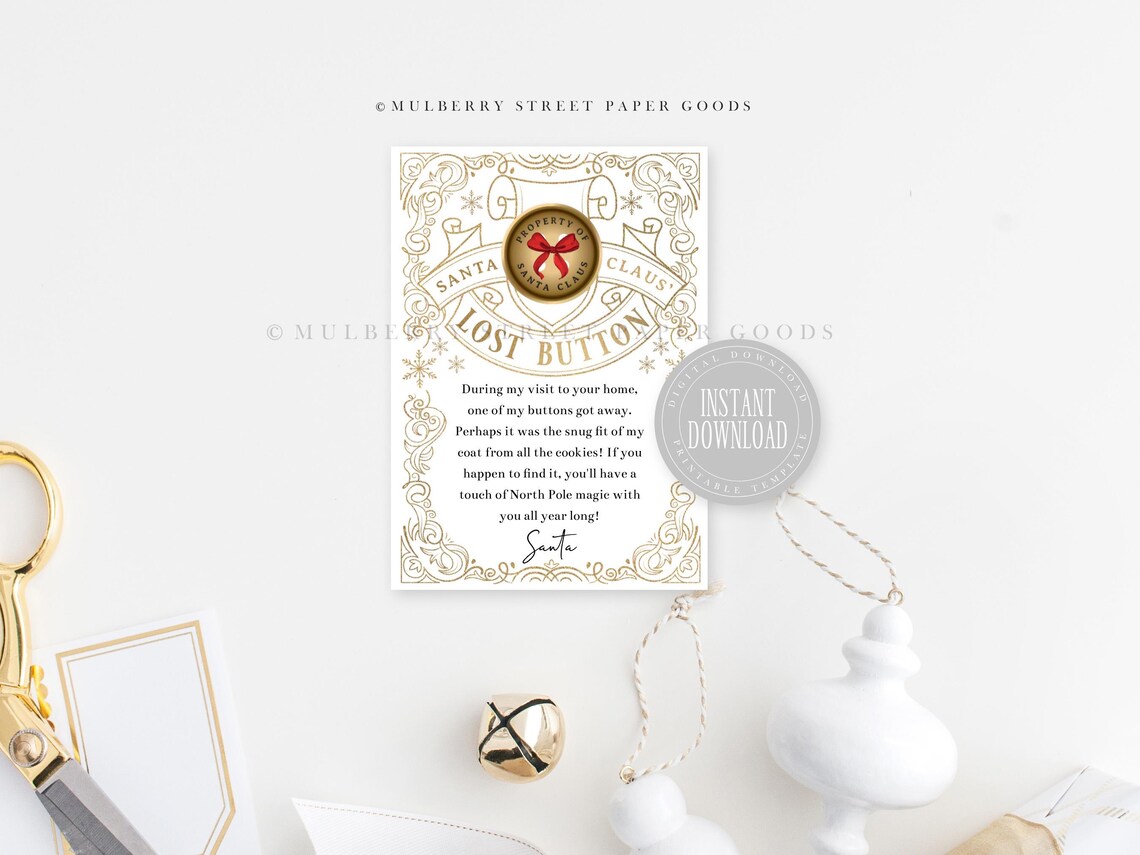 Santa's Lost Button Tag Instant Download Editable Santa Claus Lost ...