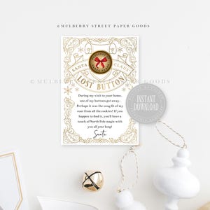 Santa's Lost Button Tag Instant Download Editable Santa Claus Lost ...