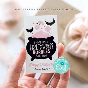 Halloween Printable Gift Tag Halloween Bubbles Tag Pink Halloween Treat ...
