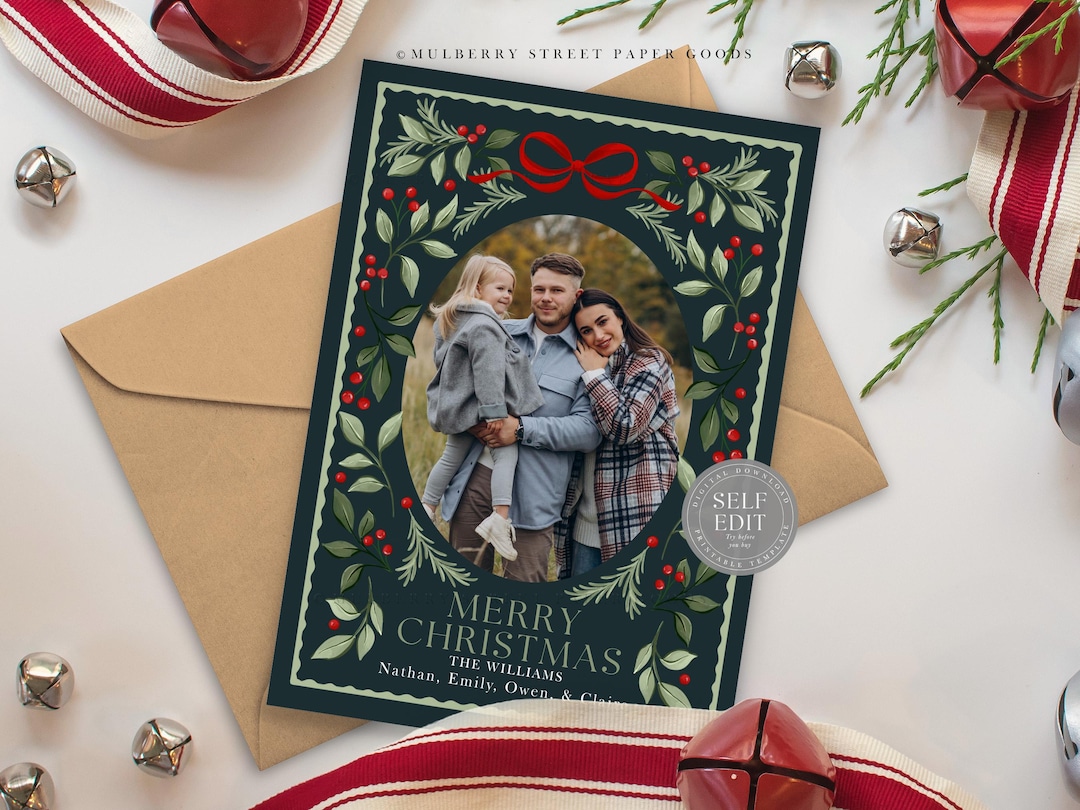 Editable Christmas Card Printable Digital Download Watercolor Custom ...