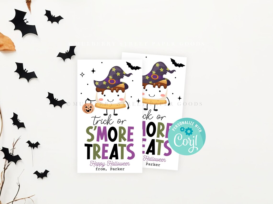 Halloween Printable Gift Tag Trick or S'more Treats Tag Halloween Gift ...