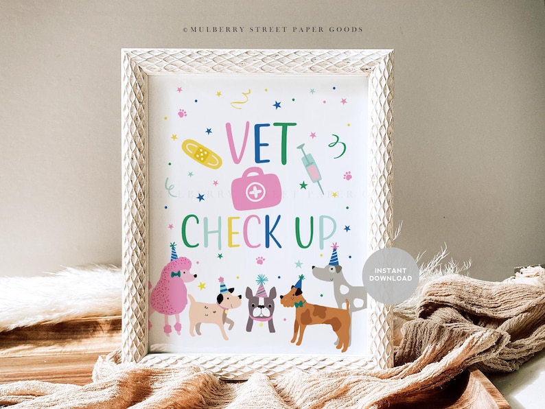 Puppy Party Vet Check up Sign Printable Instant Download Vet Checkup ...