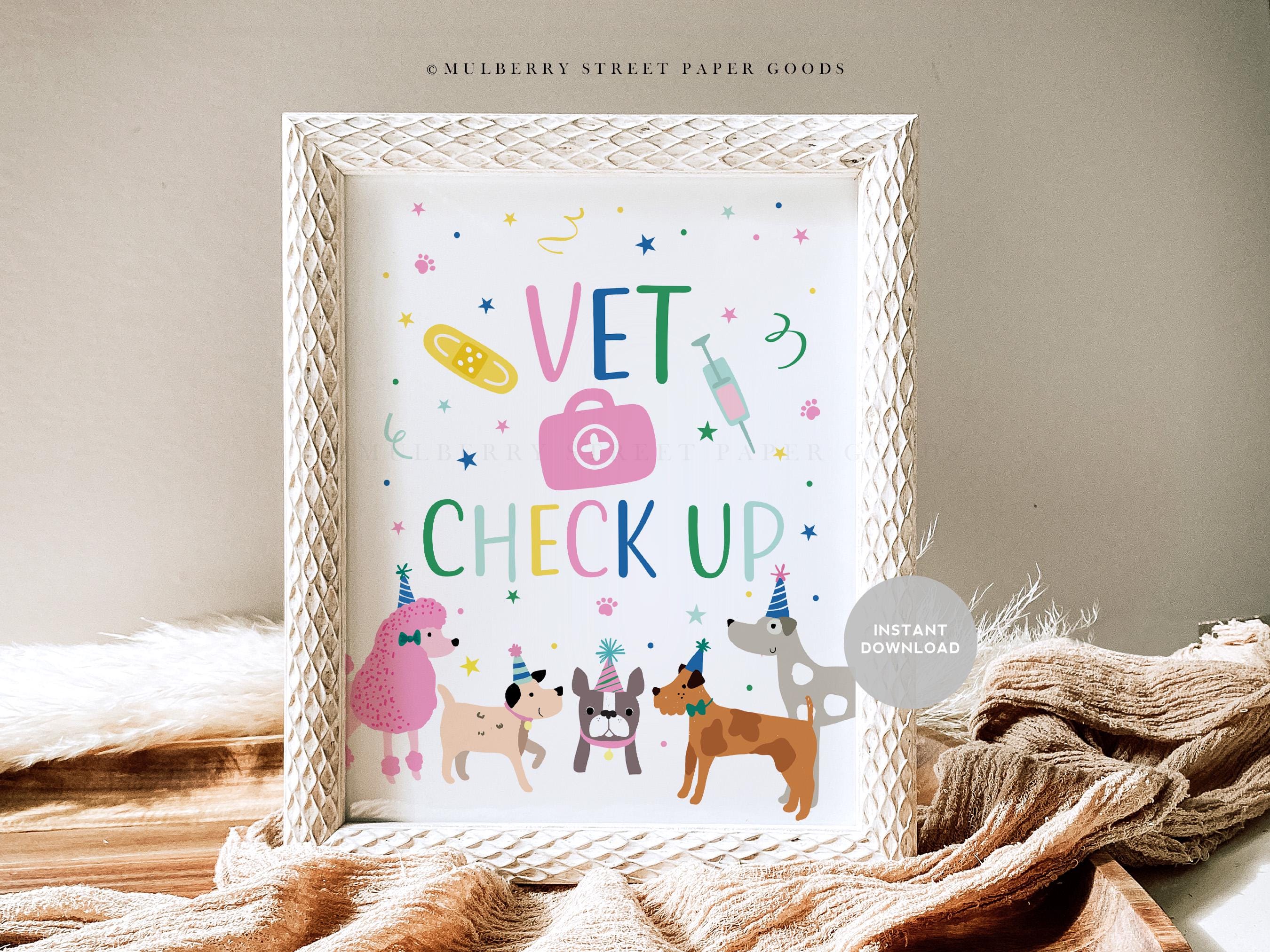 Puppy Party Vet Check up Sign Printable Instant Download Vet Checkup ...