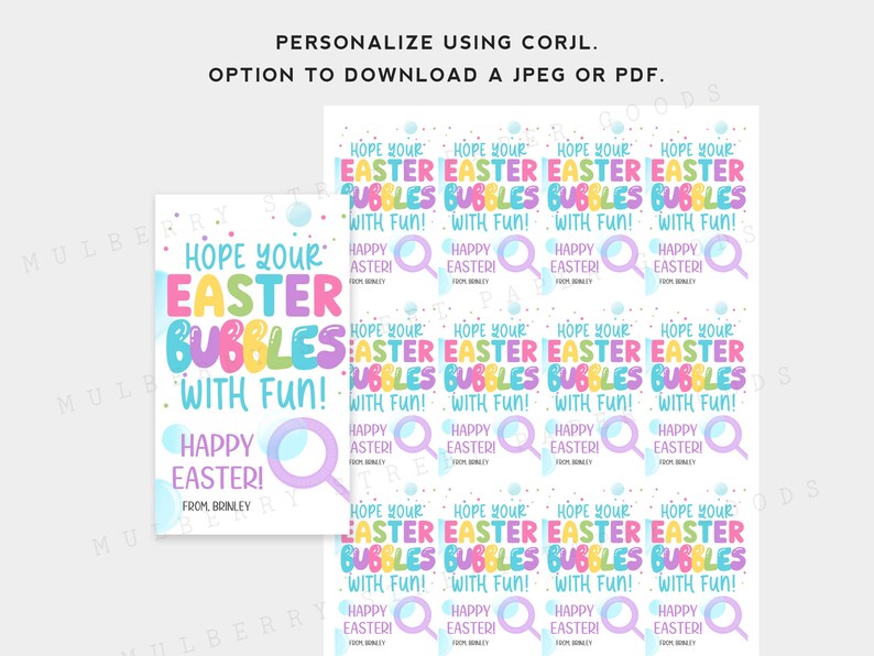 Printable Hope Your Easter Bubbles With Fun Gift Tag, Happy Easter ...