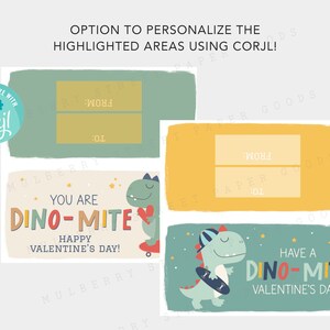 Printable Dinosaur Valentine's Day Treat Bag Topper, Instant Download 3 ...