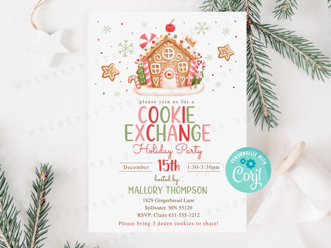 Cookie Exchange Holiday Party Invitation Template, Printable Cute ...
