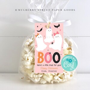 Printable Halloween Gift Tag Ghost Ghouls Pink Halloween Treat Tag ...