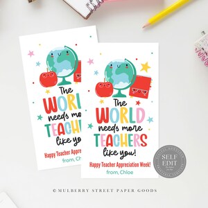 Teacher Appreciation Gift Tag Printable Instant Download Teacher ...