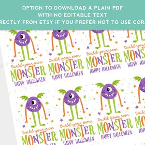Halloween Build Your Own Monster Gift Tag Printable Halloween Party ...