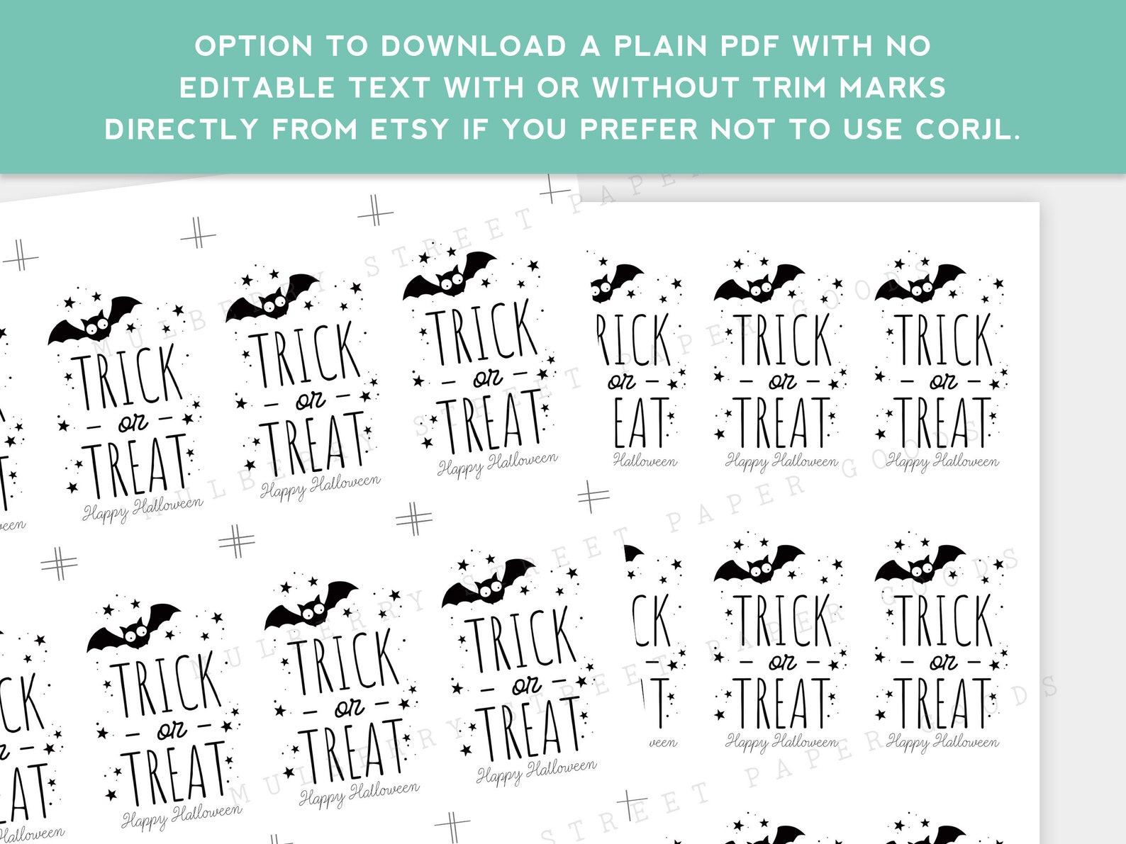 Printable Treat Bat Halloween Tag, Trick or Treat Printable Bag Tag ...