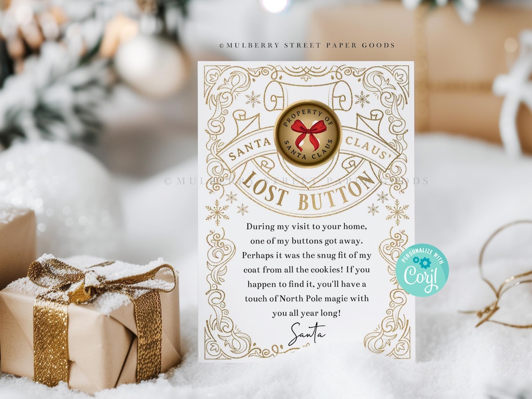Santa's Lost Button Tag Instant Download Editable Santa Claus Lost ...