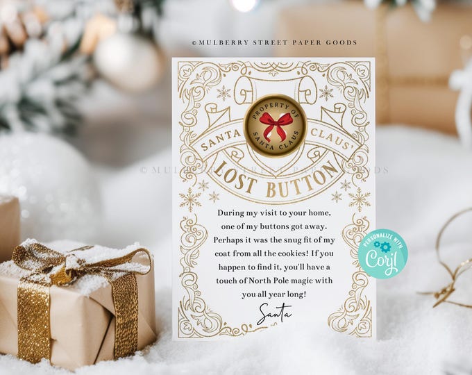 Printable Santa's Lost Button Poem Card/letter, Editable Santa's ...