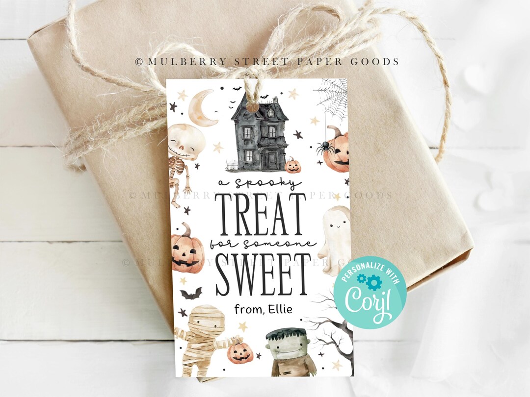 Halloween Printable Gift Tag Spooky Treat for Someone Sweet Halloween ...