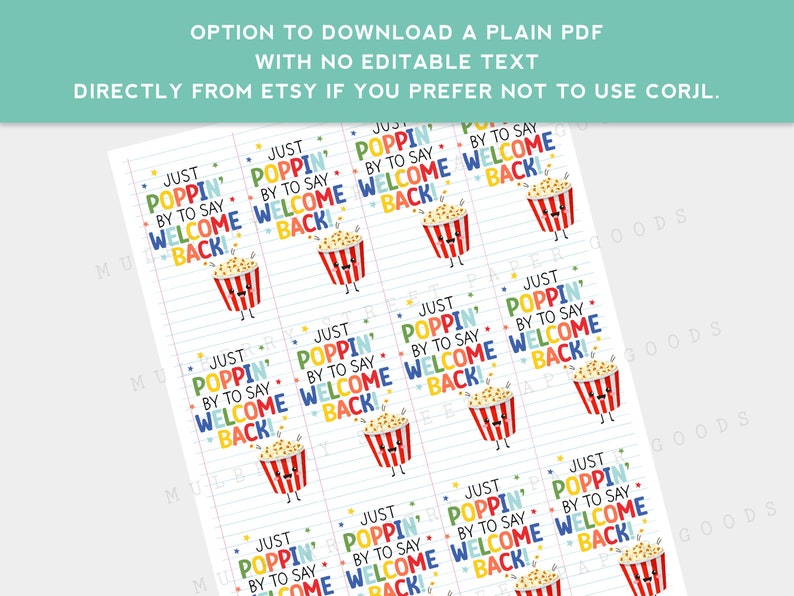 Popping by to Say Welcome Back to School, First Day of School Popcorn ...