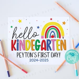 First Day of Kindergarten Sign Printable Digital Instant Download ...