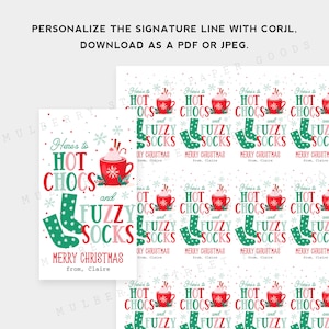 Printable Hot Chocolate and Fuzzy Socks Christmas Gift Tag, Secret ...