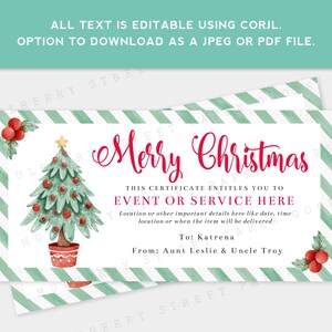 Editable Christmas Gift Certificate Template Christmas Tree - Etsy