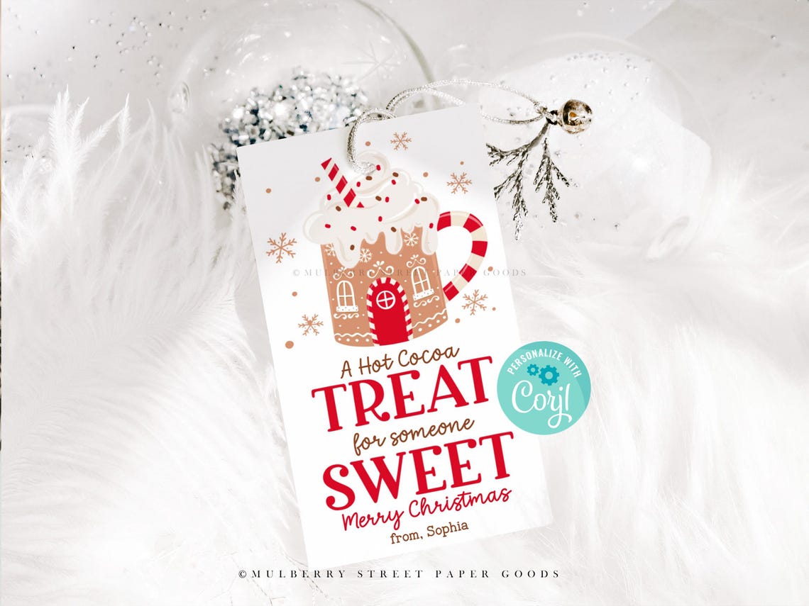 Editable Christmas Printable Gift Tag Digital Download Hot Cocoa Party ...