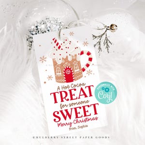 Editable Christmas Printable Gift Tag Digital Download Hot Cocoa Party ...