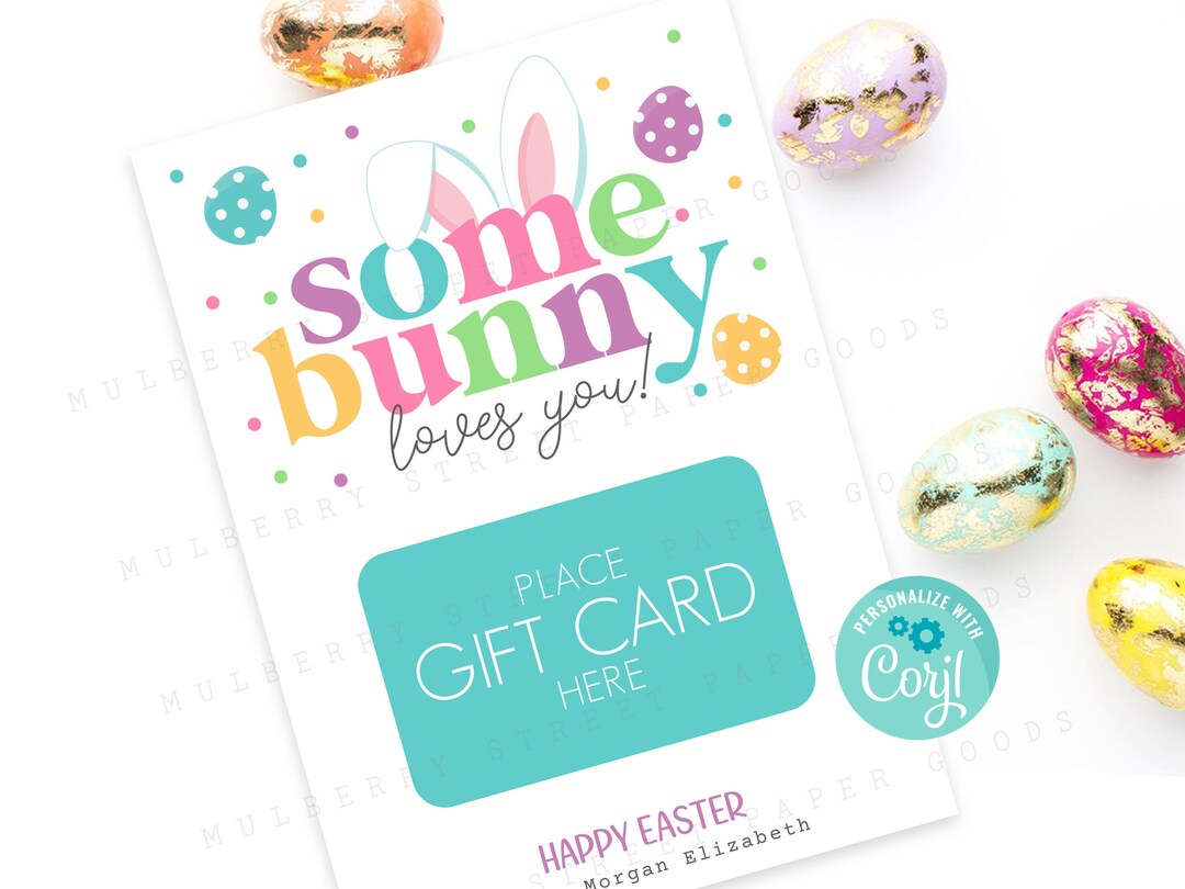 Printable Some Bunny Loves You Easter Gift Card Holder, Happy Easter ...