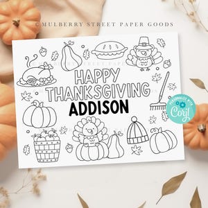 Editable Thanksgiving Coloring Page Printable Personalized Thanksgiving ...