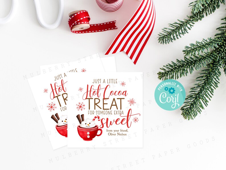 Printable Hot Cocoa Treat for Someone Sweet Square or Circle Gift Tag ...