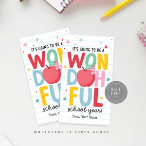 Back to School Gift Tag Printable First Day of School Class Gift for ...