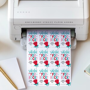 Ring Pop Valentine Card Printable Valentine's Day You Rock Party Favor ...
