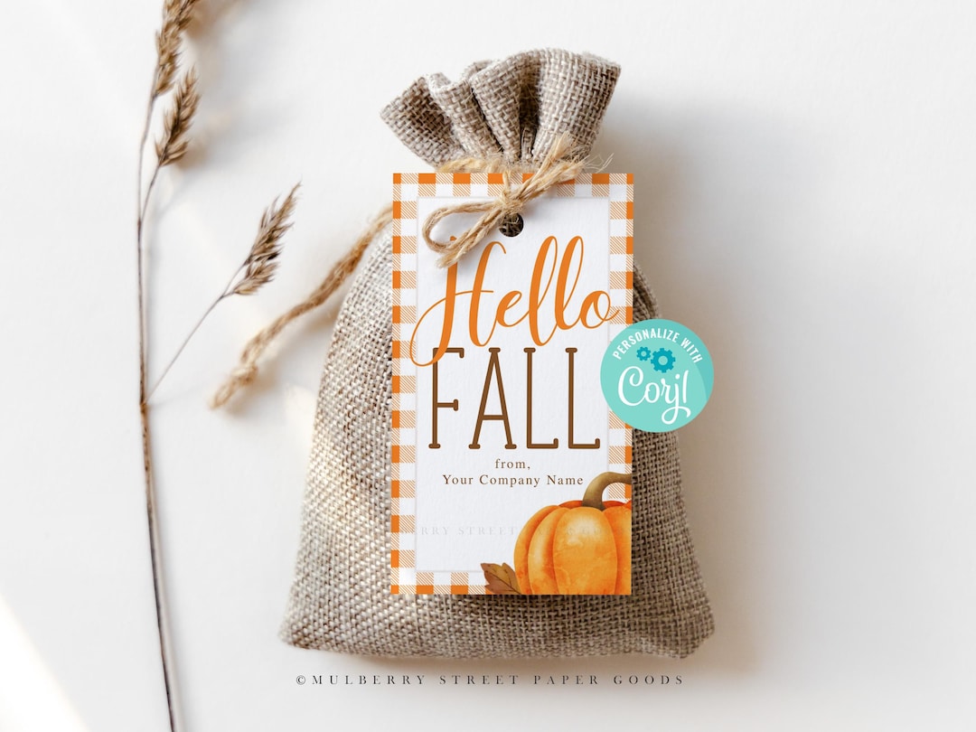 Editable Hello Fall Gift Tag Autumn Treat Tag Printable Teacher Staff ...