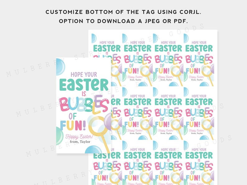 Printable Easter Bubbles Gift Tag Hope Your Easter is Bubbles - Etsy