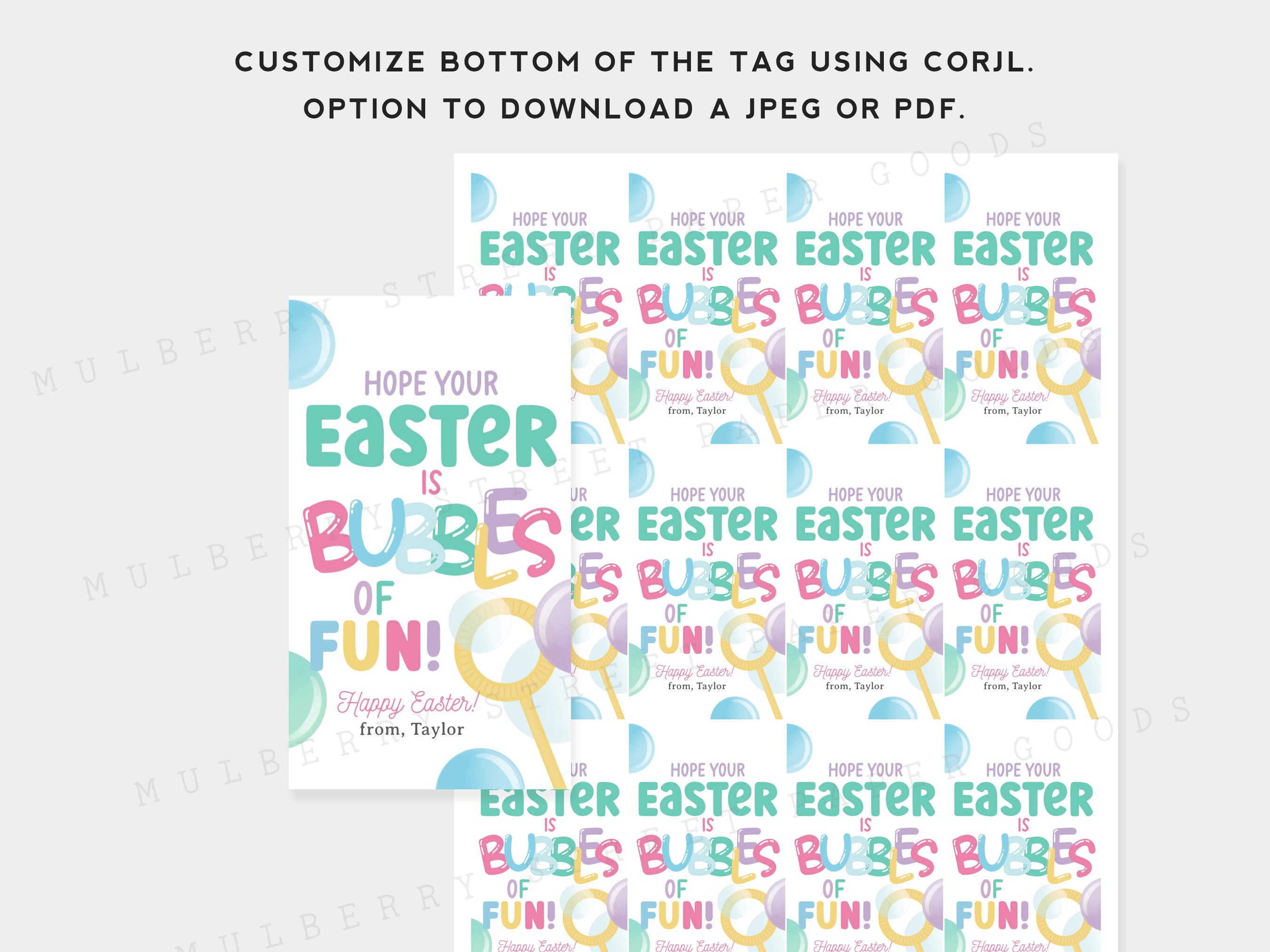 Printable Easter Bubbles Gift Tag, Hope Your Easter is Bubbles of Fun ...