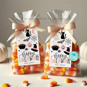 Happy Halloween Gift Tag Printable Pink Halloween Party Favors Tag ...